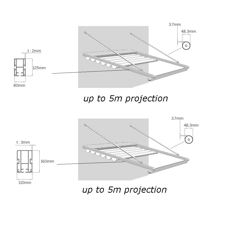 SKYCOVER CANOPY straight profile overhang retractable system for up to ...